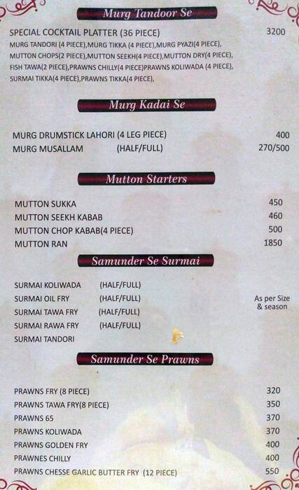 Menu at Bhajan Singh Da Dhaba, Pune, Toll Plaza