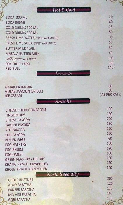 Menu at Bhajan Singh Da Dhaba, Pune, Toll Plaza