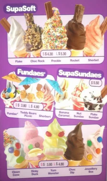 Menu at Wendy's Supa Sundaes desserts, Auckland, Westfield Albany