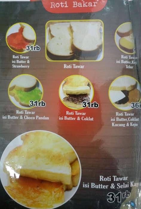 Menu at Bugis Kopitiam cafe, Jakarta, Stasiun Jl. Medan Merdeka Tim. No.1