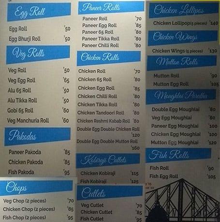 Menu of Roll Call, Begumpet, Hyderabad