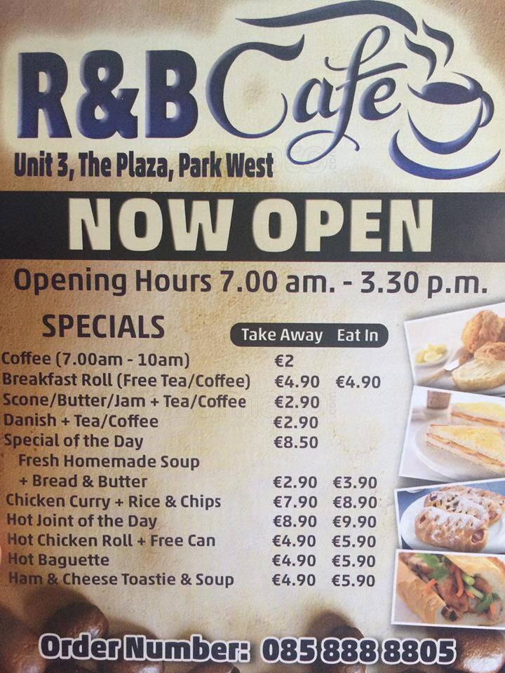 Menu at R&B Cafe, Dublin