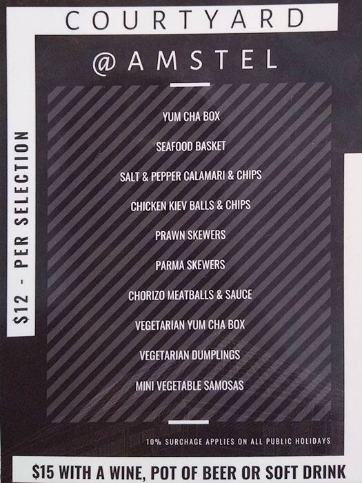 Menu at Amstel Club, Cranbourne