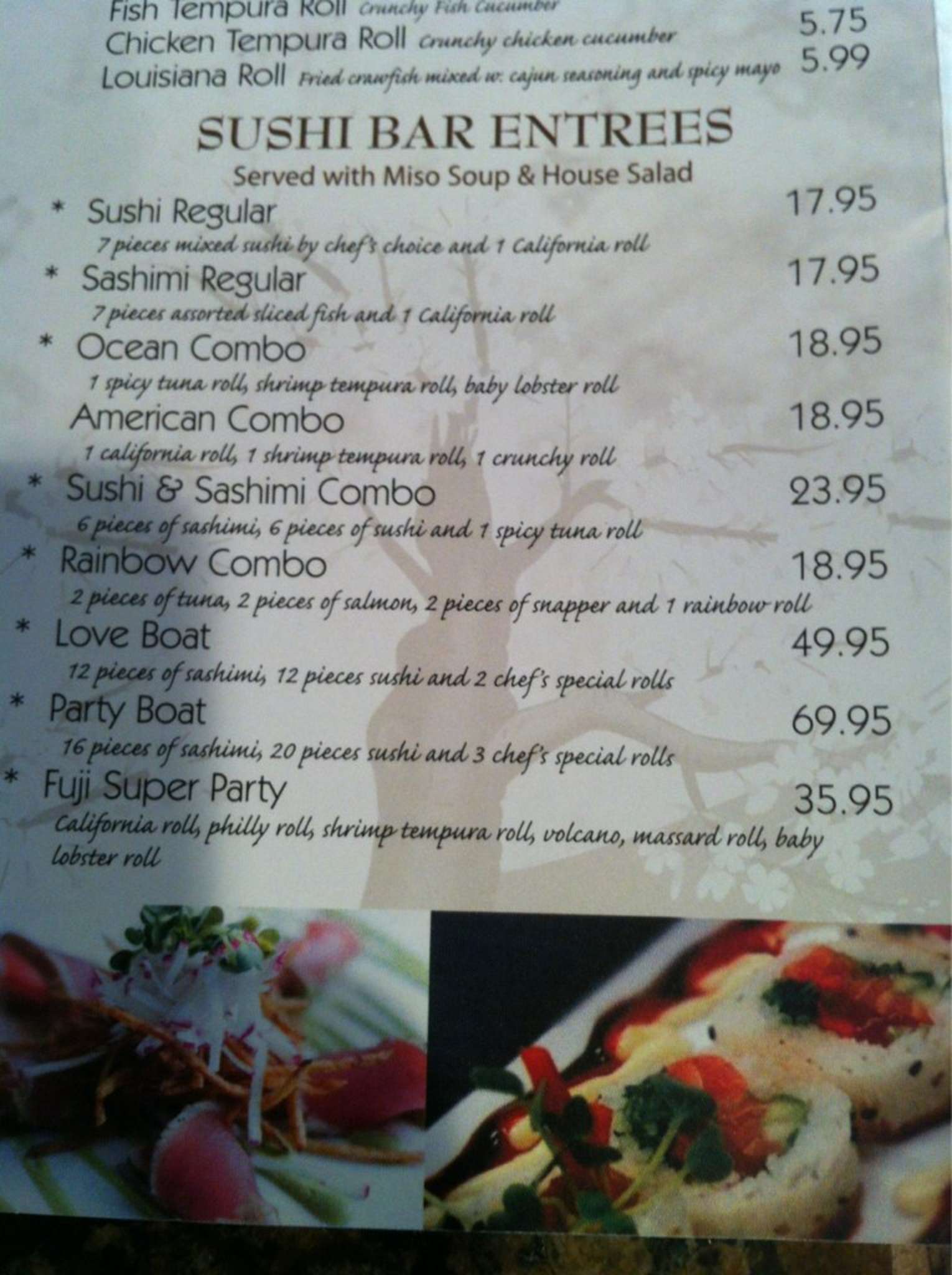 Menu at Fuji Japanese Steakhouse, Fort Smith