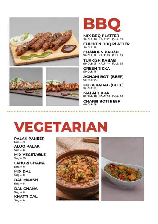 Menu at Shaista's Kitchen restaurant, Abu Dhabi, Al Fina St