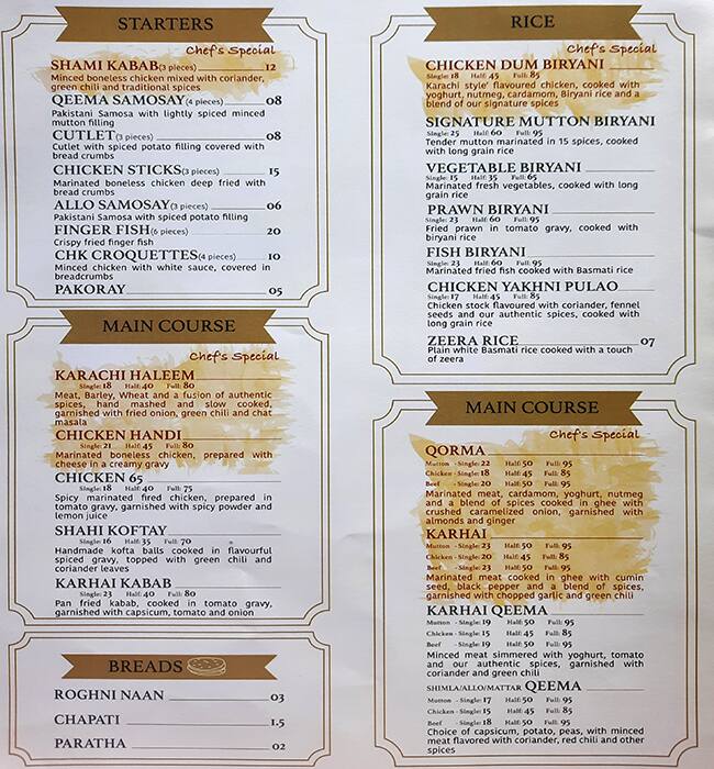 Menu of Shaista Kitchen, Al Khalidiya, Abu Dhabi
