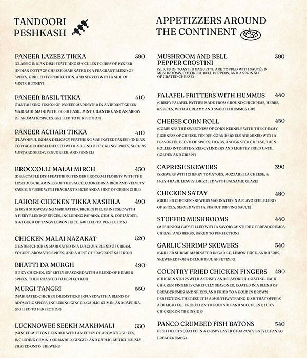 Menu of Hudaba Classic, Gomti Nagar, Lucknow