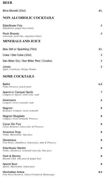 Menu at Polpo Soho pub & bar, London, 41 Beak St