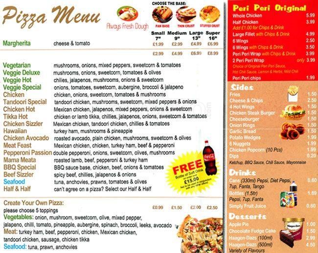 Menu at Chicken Run restaurant, London, 18B Broadway