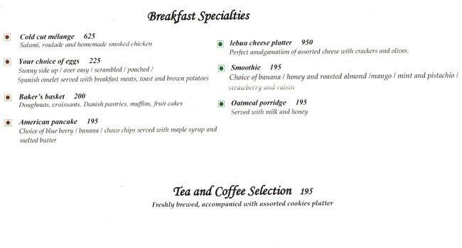 Menu at Chakra, Jaipur, Kunda Tehsil Amber