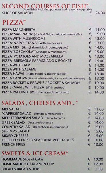 Menu at Arte Italiana Srl pub & bar, Rome, Via della Conciliazione