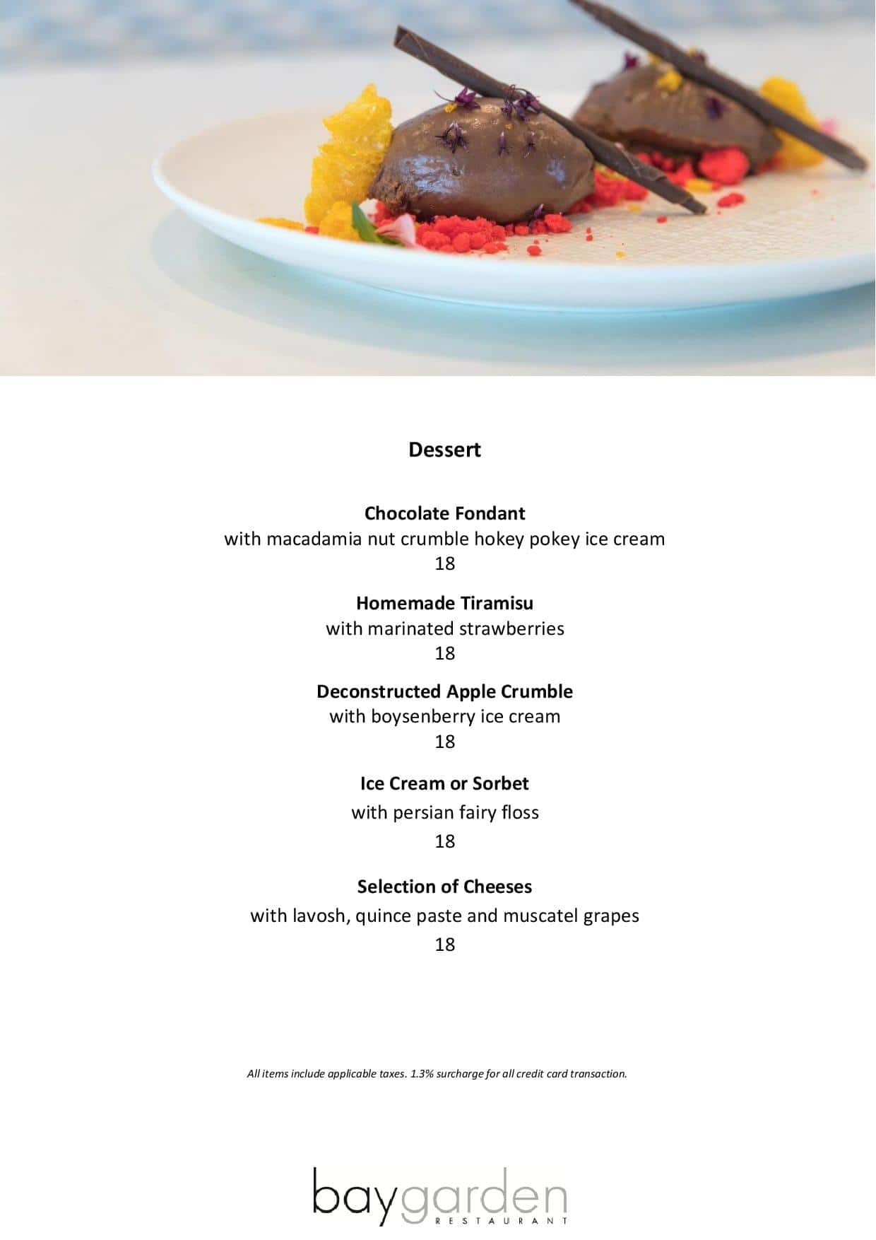 Menu at Baygarden Restaurant, Brighton-Le-Sands, Novotel Sydney ...