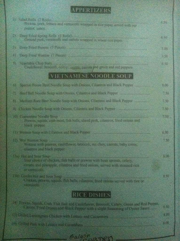 Saigon Garden Menu | Fasci Garden