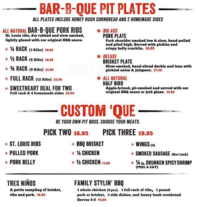 Menu at Dinosaur Bar-B-Que, Baltimore