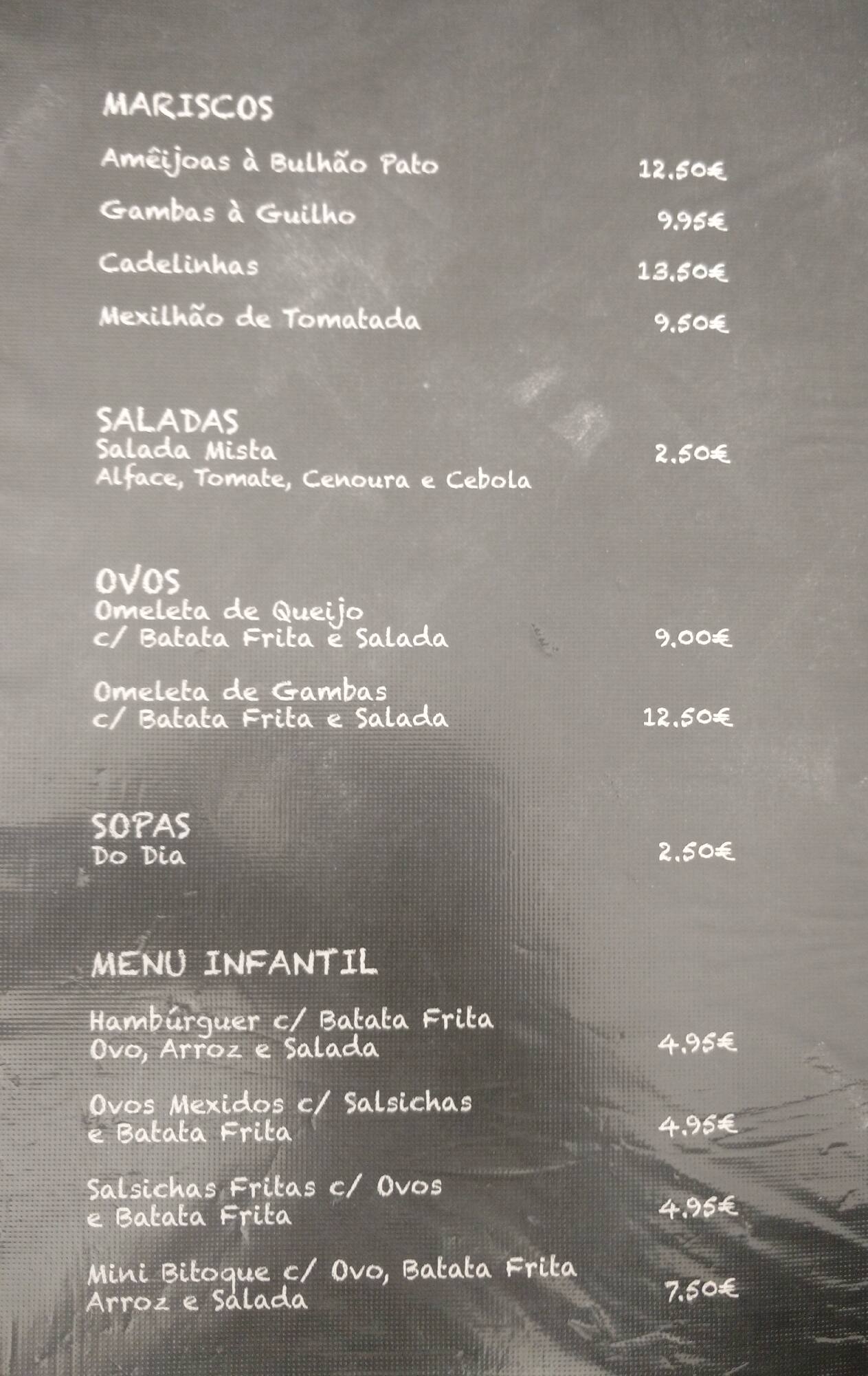 Menu at XS Lounge Beach Bar, Costa da Caparica