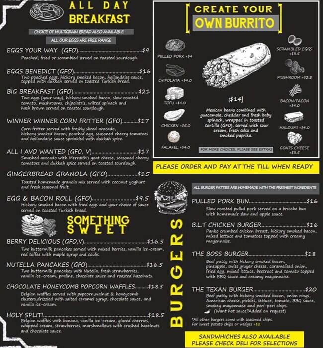 Menu at Coffee Culture on Lygon cafe, Brunswick East