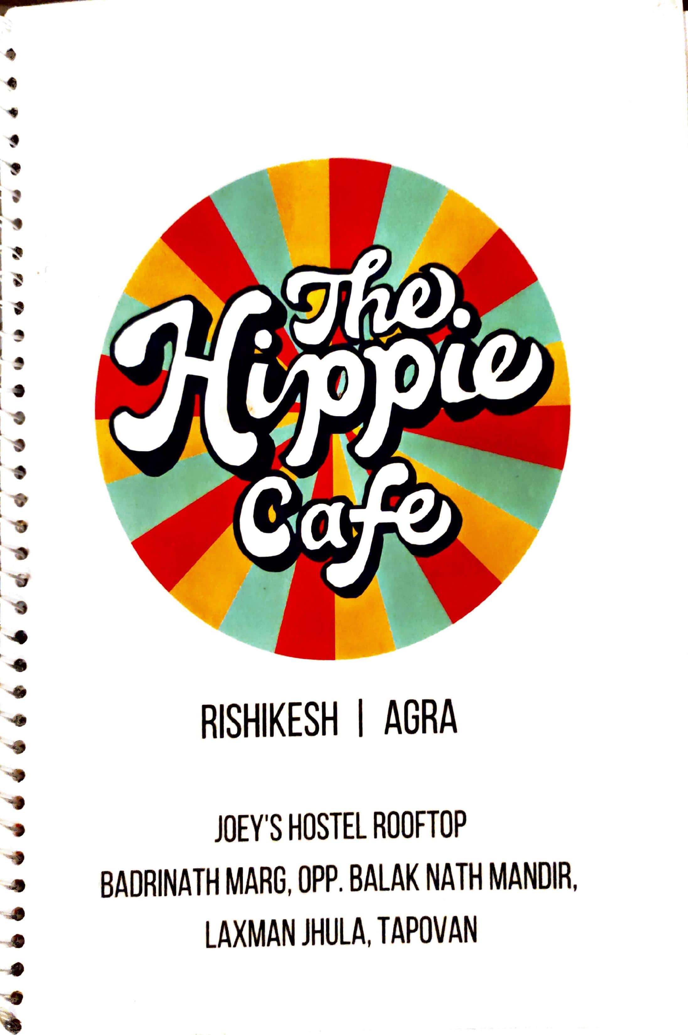 Menu at The Hippie Cafe, Rishikesh