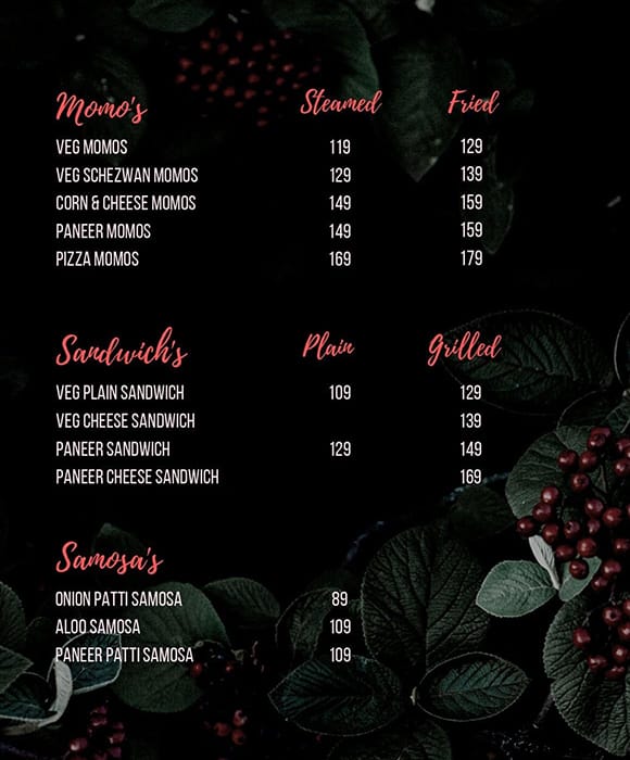 Menu of Behara’s Cafe, Madhapur, Hyderabad