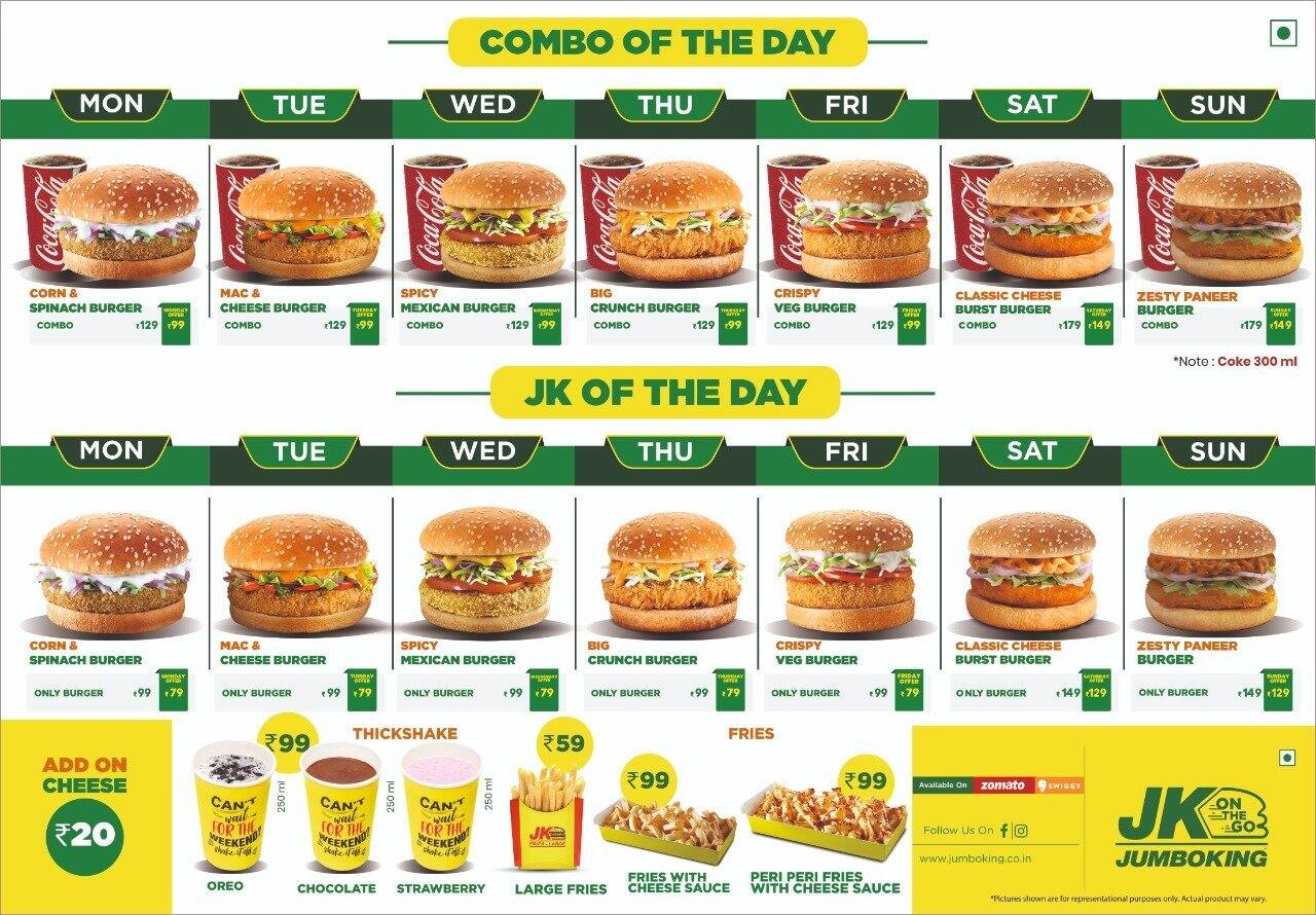Menu of Jumboking Indian Burger, Sector 15, Dwarka, New Delhi