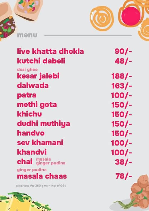 Menu of Gujarati Chatko, Kandivali West, Mumbai