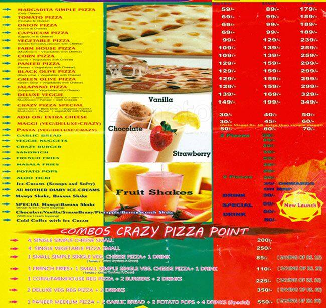 Menu at Crazy Pizza Point, Ghaziabad, M 277 Bhati Market Sector 12