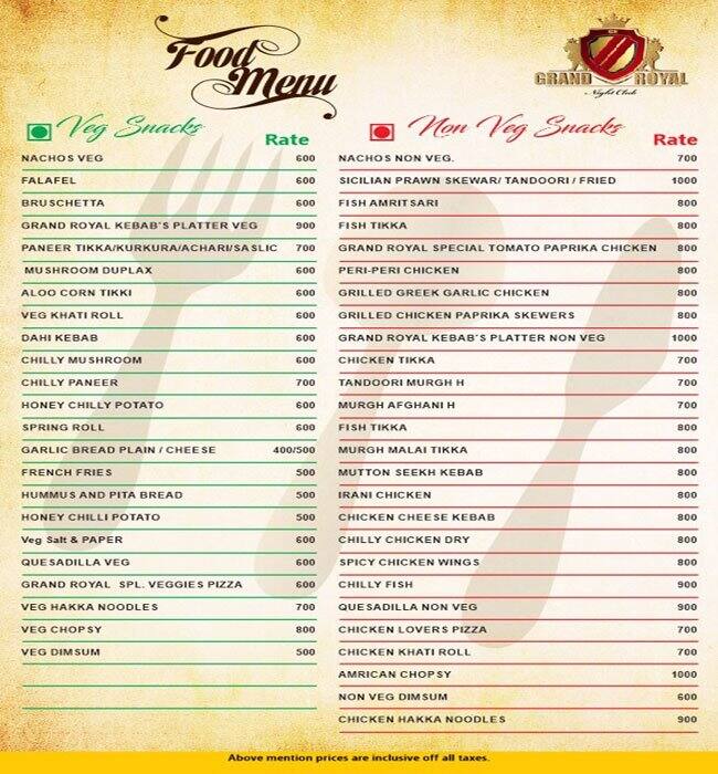 Menu at Grand Royal Cafe, Noida, 1st Floor Wave mall