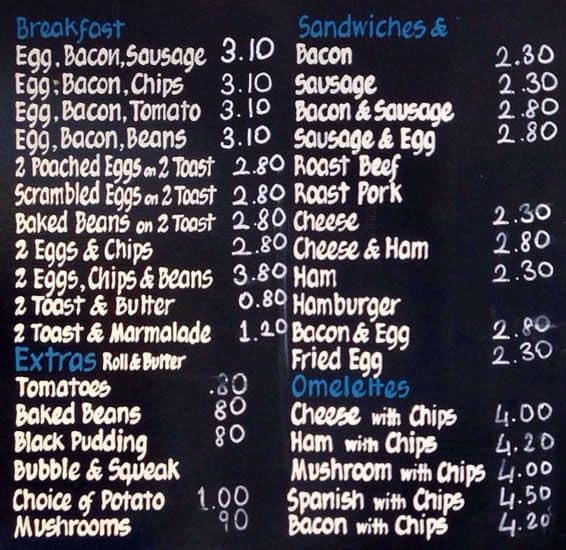Menu at Popular Cafe, London, High Rd