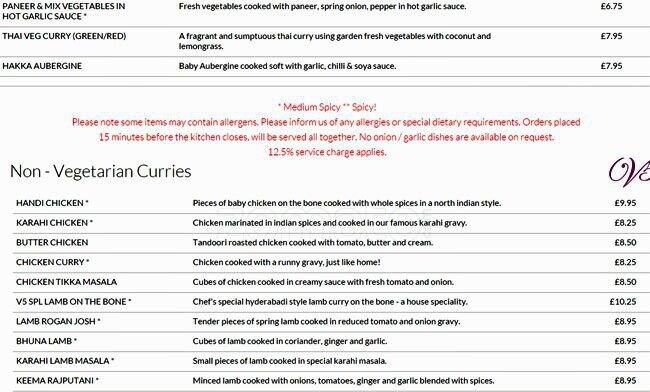Menu at Venue 5 restaurant, Ruislip