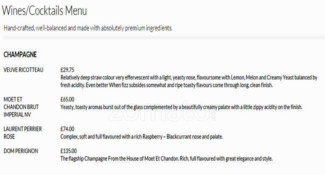 Menu at Venue 5 restaurant, Ruislip