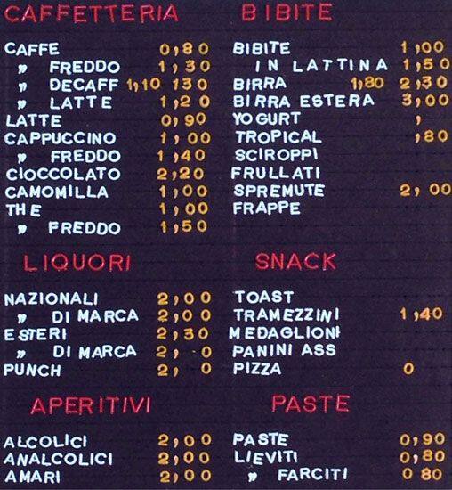 Menu da Pasticceria Marsili, Roma