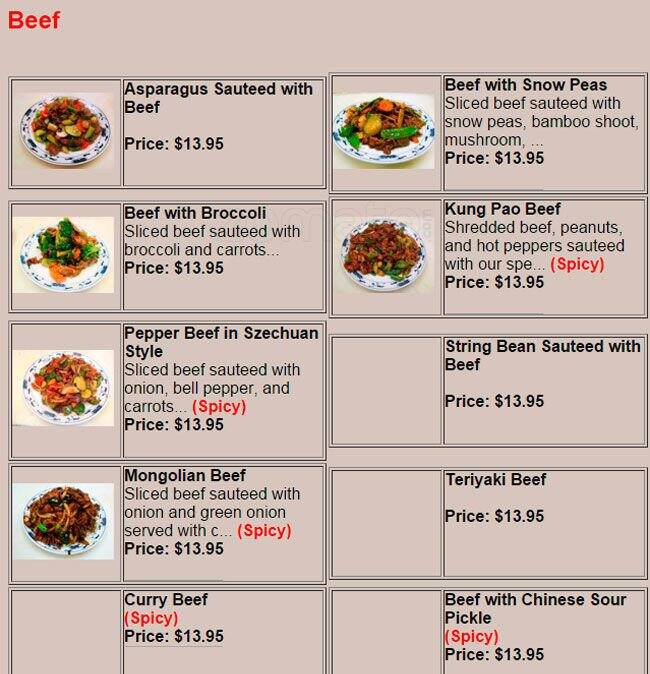 Menu at Yea's Wok restaurant, Newcastle