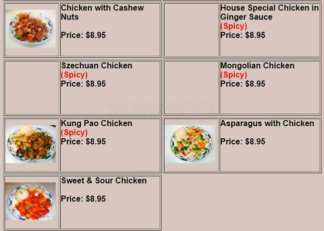 Menu at Yea's Wok restaurant, Newcastle