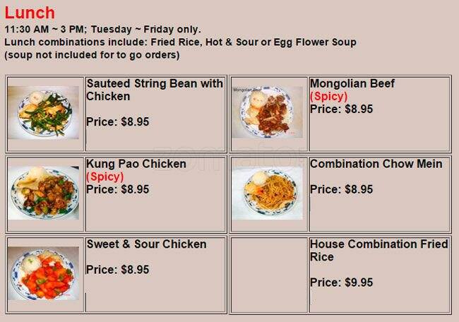 Menu at Yea's Wok restaurant, Newcastle