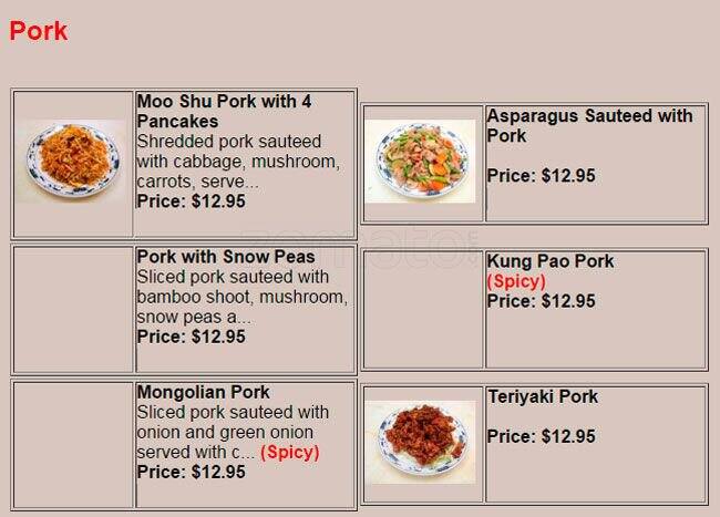 Menu at Yea's Wok restaurant, Newcastle
