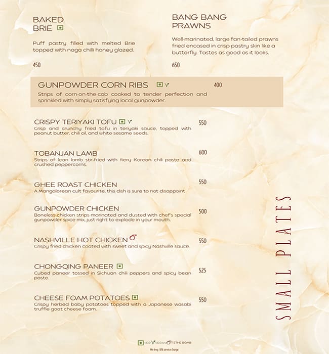 Menu of Monastery, Hitech City, Hyderabad