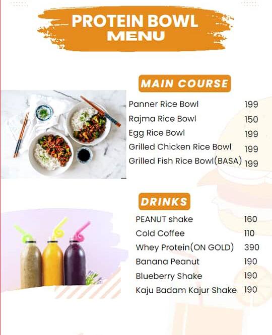 Menu of Protein Bowl, Sector 110, Noida