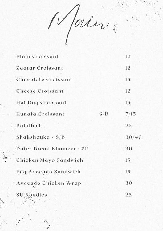 Menu of Su Meow Cafe, Mussafah Shabiya, Abu Dhabi