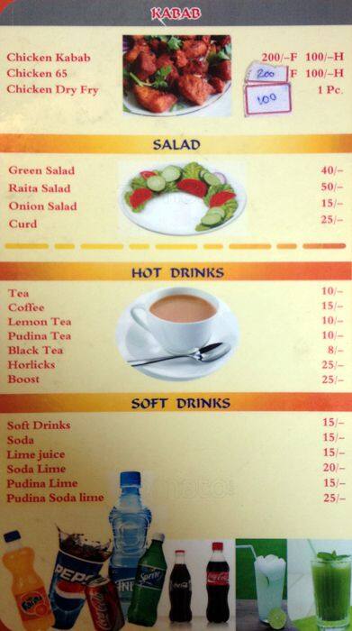 Menu at Golden Fish, Mangaluru, Near Service Bus Stand