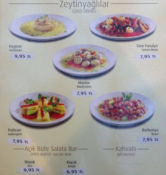 Menu at Marina Efendis Izgara, Istanbul
