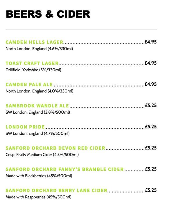 Menu at Mother Mash restaurant, London, 26 Ganton St