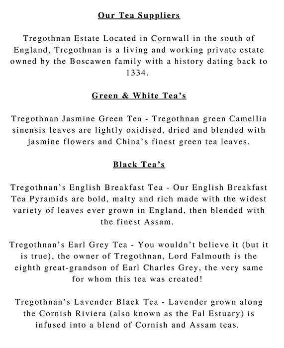 Menu at Afternoon Tea at The Capital Hotel pub & bar, London