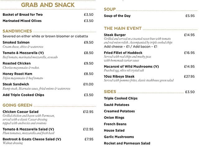 Menu at Marco Pierre White Steakhouse Bar & Grill - Birmingham, Birmingham