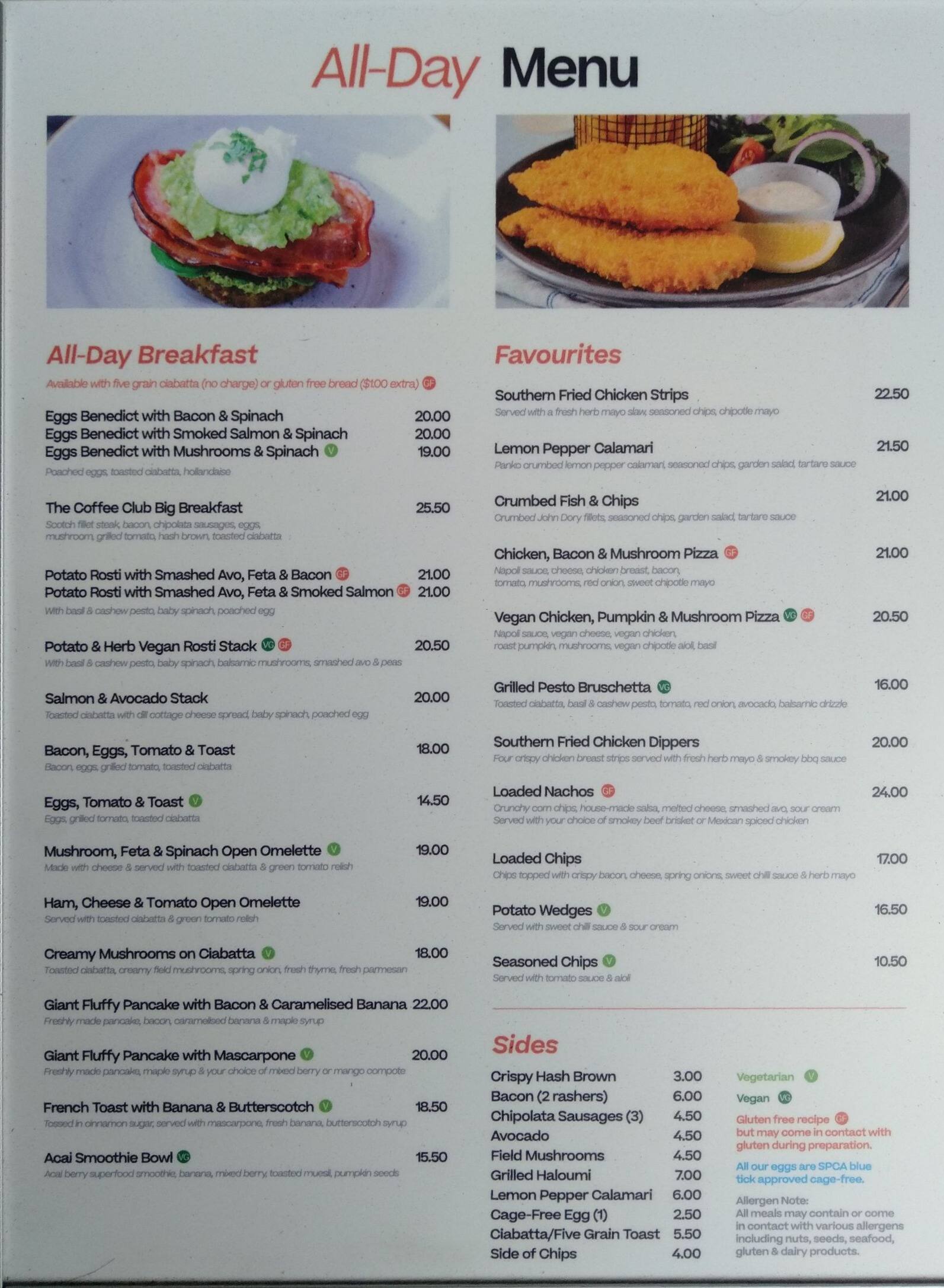 Menu At The Coffee Club Auckland Shop S201 Menu At The Coffee Club Auckland Shop S201