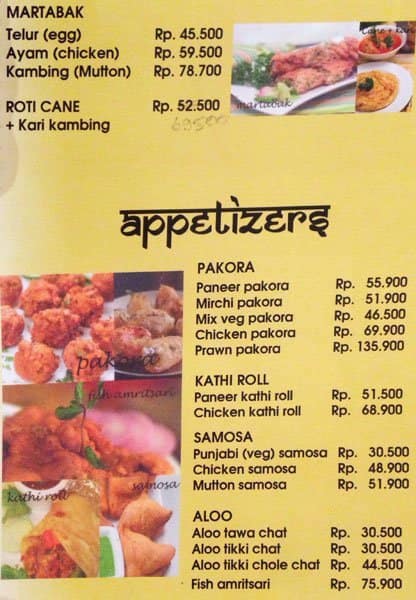 Menu at Namaste Resto - Sunter restaurant, North Jakarta, Wisma Udaya ...