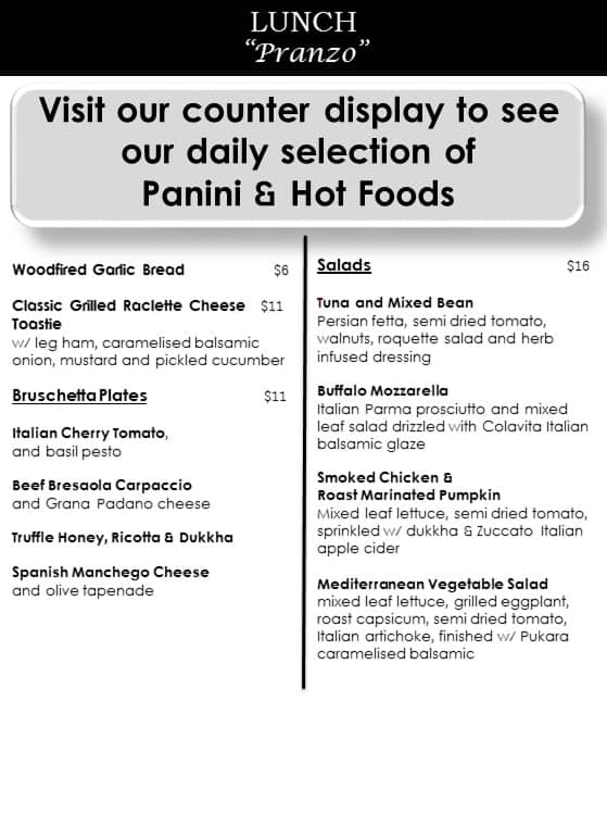 Menu at Quattro Formaggi Deli cafe, Brookvale