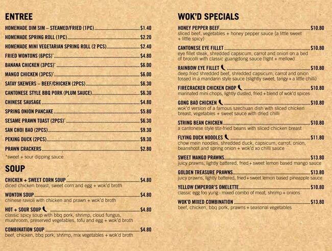 Wok'd Gourmet Chinese Menu - Urbanspoon/Zomato