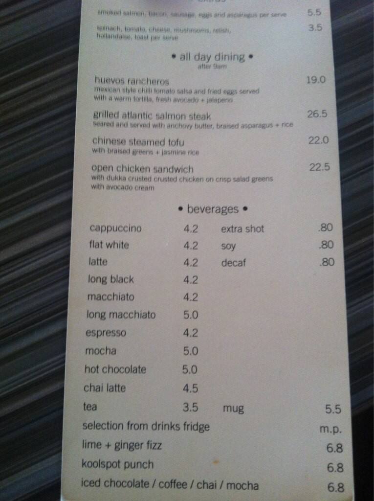 Menu at Kool Spot restaurant, Broome