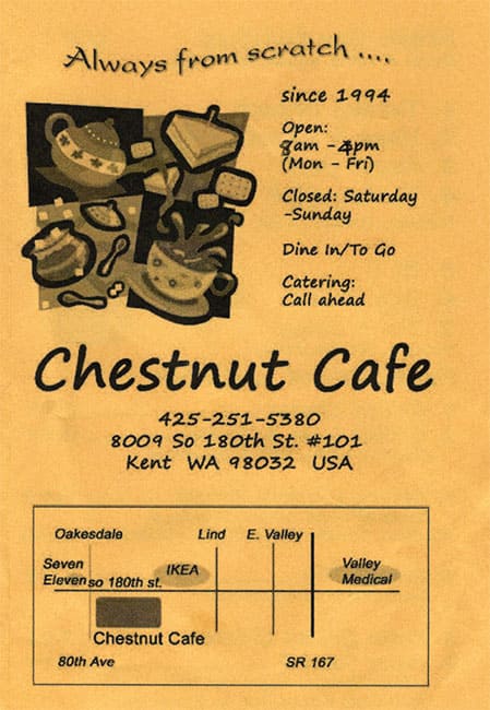 Menu at Chestnut Cafe, Kent
