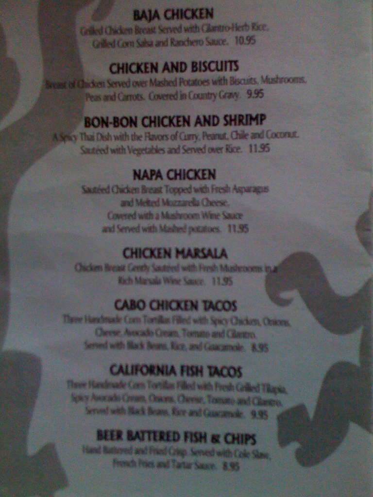 Menu at Bleu Monkey Grill pub & bar, Hot Springs