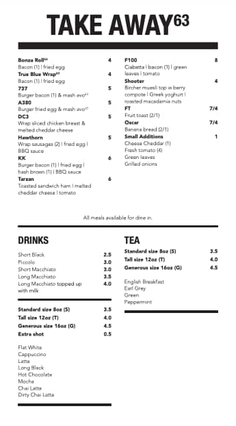 Menu at Cafe 63, Toowoomba City, Eastville 11 Herries St